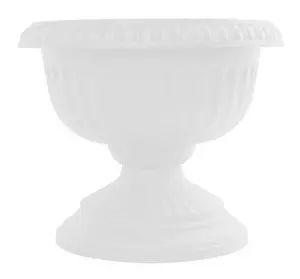 BLOEM Grecian Pedestal Urn Planter 18 Inch - White