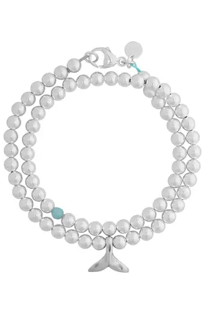 EMMA RAE Sterling Whale Tail Double-wrap Bracelet - Silver