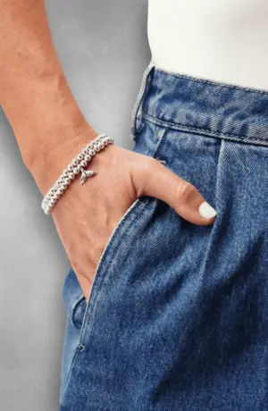 EMMA RAE Sterling Whale Tail Double-wrap Bracelet