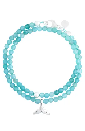 EMMA RAE Gemstone & Sterling "whale Tail" Bracelet