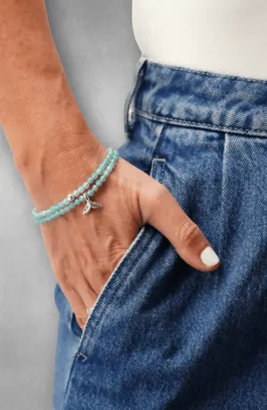 EMMA RAE Gemstone & Sterling "whale Tail" Bracelet