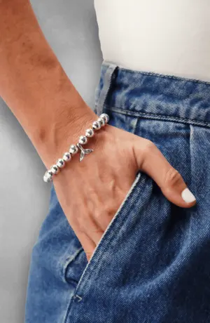 EMMA RAE Sterling Whale Tail Beaded Bracelet