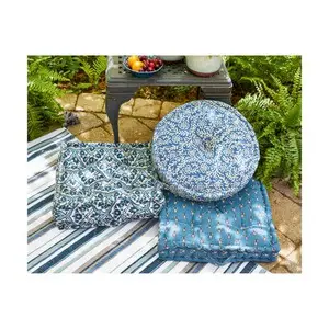 TAG Medallion Print Cotton Floor Accent Throw Pillow With Handles