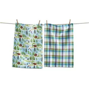 TAG Winterfest Multicolor Cotton Dishtowel Set Of 2 For Christmas - Multicolored