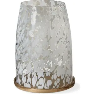TAG Confetti Glass Hurricane Candle Holder Large - White