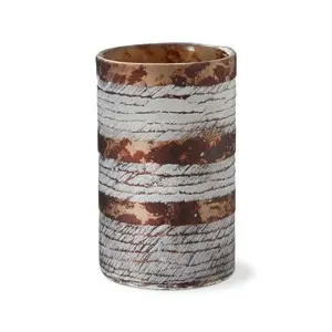 TAG Textured Earth Tone Glass Hurricane Candle Holder Large - Brown