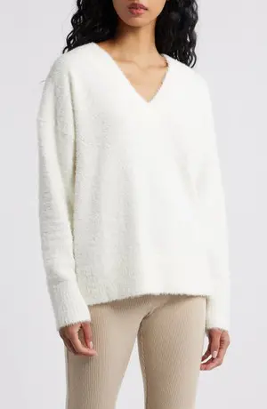 Bp. Eyelash-knit V-neck Sweater - Ivory