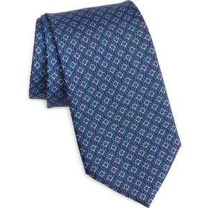FERRAGAMO Tetris Gancini Silk Tie Navy