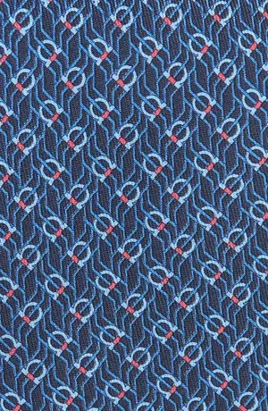 FERRAGAMO Tetris Gancini Silk Tie - Navy