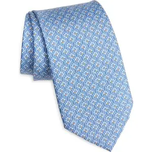 FERRAGAMO Gancini Silk Tie Azzurro