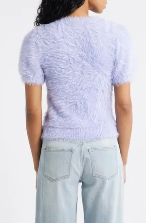 Bp. Metallic Fuzzy Sweater - Purple- Silver