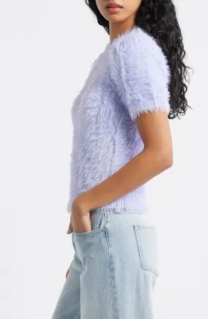 Bp. Metallic Fuzzy Sweater - Purple- Silver