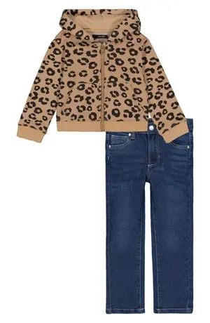 Joe's Jeans Full Zip Hoodie & Straight Leg Jeans Set - Leopard