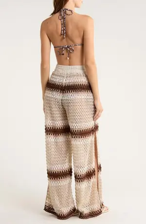 Ramy Brook Larsa Open Stitch Cover-up Pants - Sandstone Crochet