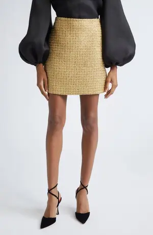 Carolina Herrera Metallic Tweed Miniskirt