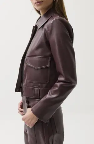 PISTOLA Faux Leather Crop Jacket