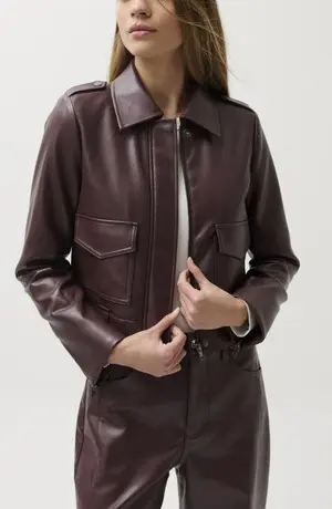 PISTOLA Faux Leather Crop Jacket