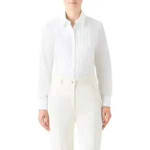 Akris Pleated Bib Stretch Poplin Shirt