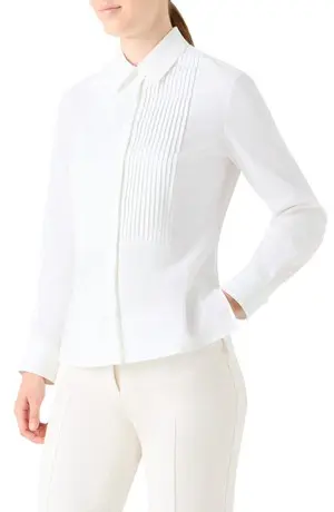 Akris Pleated Bib Stretch Poplin Shirt
