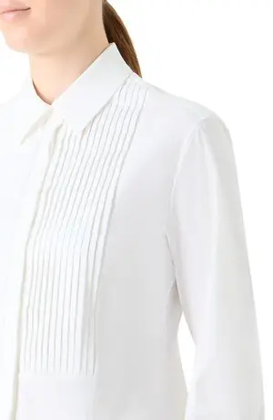 Akris Pleated Bib Stretch Poplin Shirt