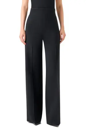 Akris Fiyuki Wool Blend Wide Leg Pants - Black