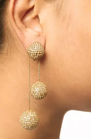 Deepa Gurnani Taryn Crystal Drop Earrings - Gold