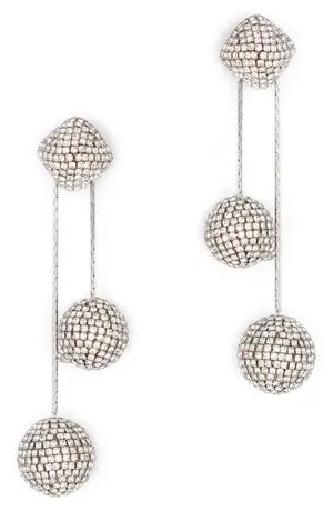 Deepa Gurnani Taryn Crystal Drop Earrings - Silver