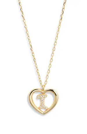 Argento Vivo Heart Cubic Zirconia Initial Pendant Necklace - Gold I