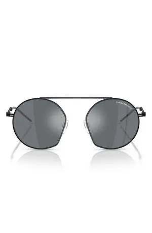 Emporio Armani 50mm Irregular Sunglasses - Matte Black/mirror Black