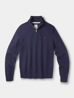 AUBIN Pepper Lambswool Zip Neck Sweater - Navy