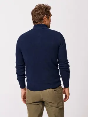 AUBIN Pepper Lambswool Zip Neck Sweater - Navy
