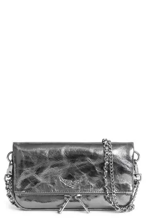 Zadig&Voltaire Nano Rock Metallic Clutch - Gun