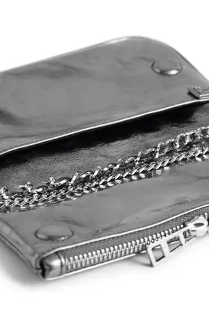 Zadig&Voltaire Nano Rock Metallic Clutch - Gun