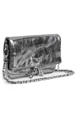 Zadig&Voltaire Nano Rock Metallic Clutch - Gun