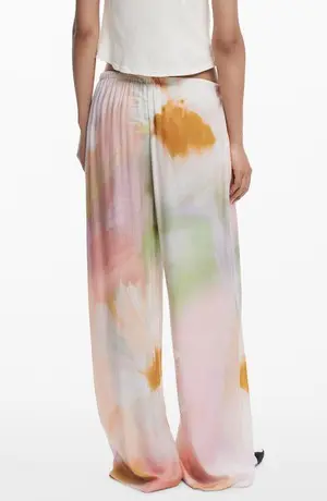 Desigual Fluid Watercolor Wide-leg Pants