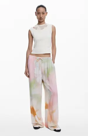 Desigual Fluid Watercolor Wide-leg Pants