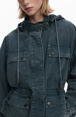 Desigual Hooded Denim Parka Jacket