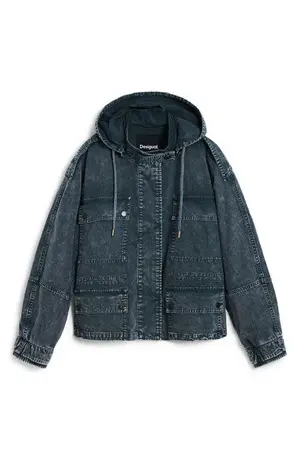 Desigual Hooded Denim Parka Jacket