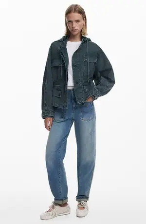 Desigual Hooded Denim Parka Jacket