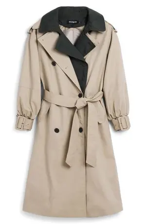 Desigual Double-lapel Cotton-lyocell Trench Coat