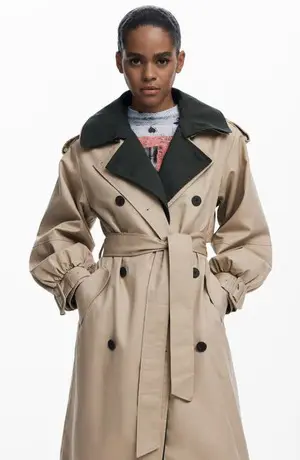 Desigual Double-lapel Cotton-lyocell Trench Coat