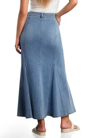 WASH LAB DENIM Denim Maxi Skirt - Cheer Blue
