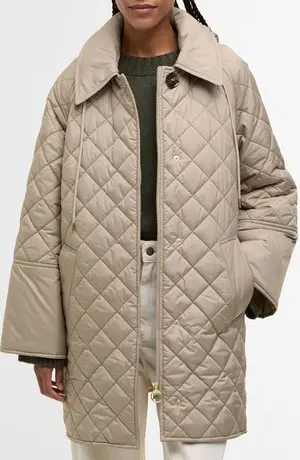 Barbour Diamond Quilted Parka - Honey/ancient Poplar