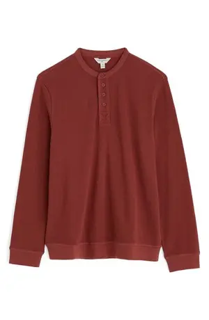 SEASALT CORNWALL Brigatine Long Sleeve Thermal Organic Cotton Henley - Conker