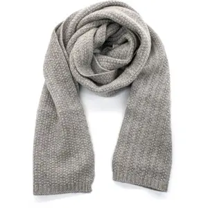 Portolano Cashmere Chunky Scarf In Fancy Stitch - Light Grey
