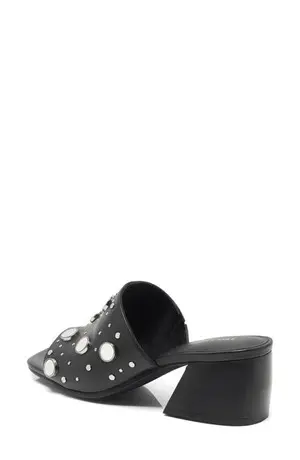 Free People Mirage Studded Block Heel Sandals - Black Leather