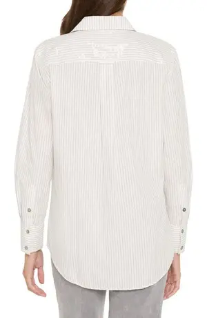 NIC+ZOE Sequin Striped Button-up Shirt