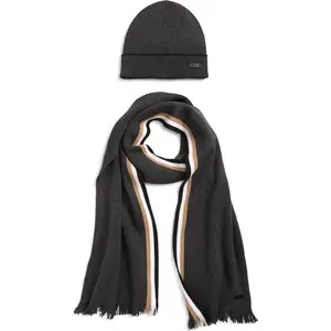 BOSS Henzo Beanie & Scarf Set - Medium Grey