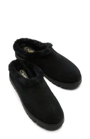La Canadienne Eva City Dry™ Waterproof Shearling Lined Slipper - Black Suede