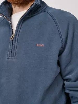 AUBIN Provost Zip Neck Sweatshirt - Navy